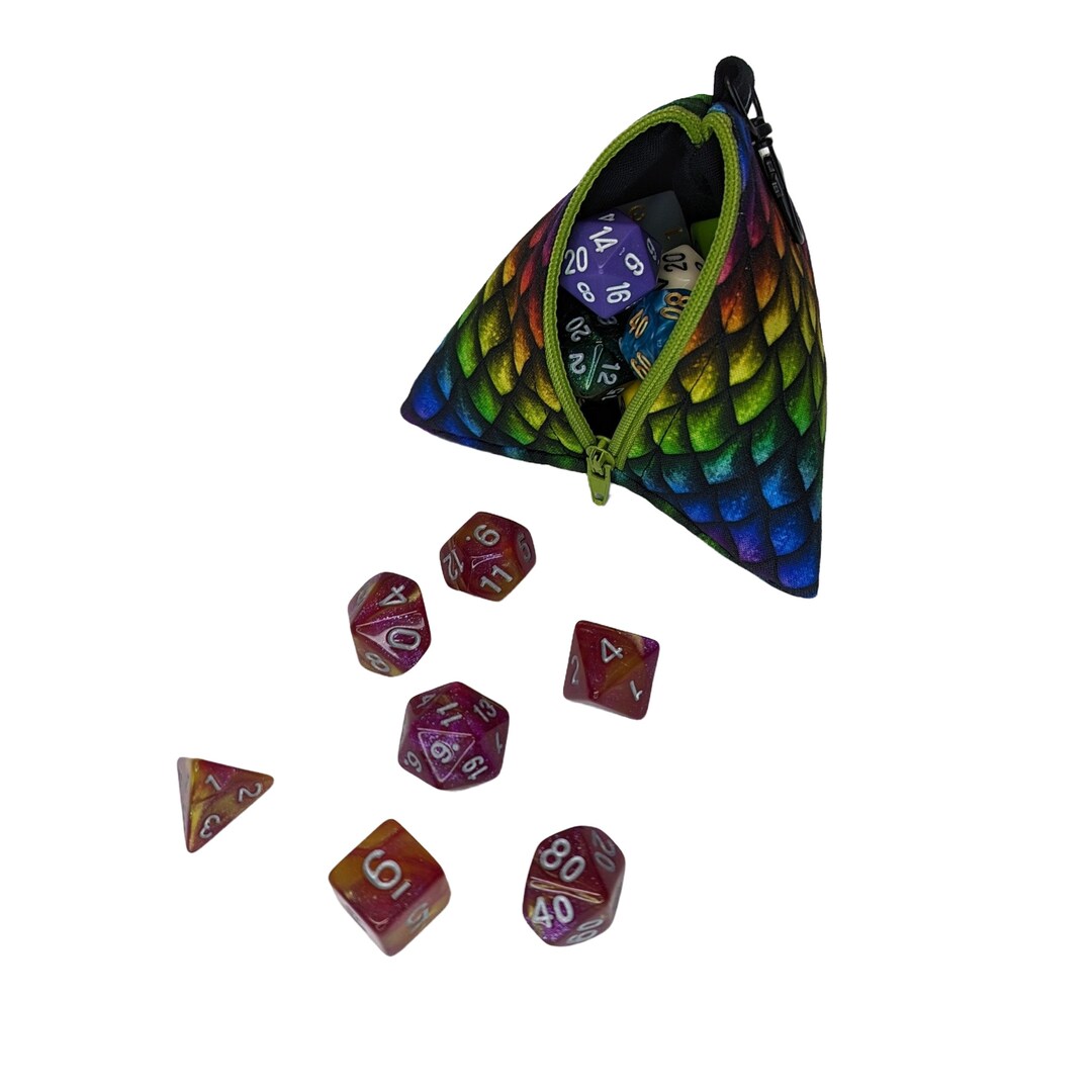 Rainbow Dragon Scale Triangular D4 Dice Bag Clip to Take on the Go - Etsy
