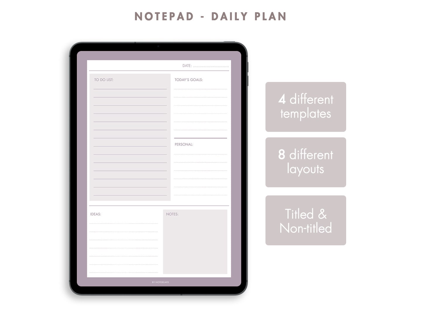 Digital Notepad | Daily Planning | 5 Colors Available | Goodnotes ...