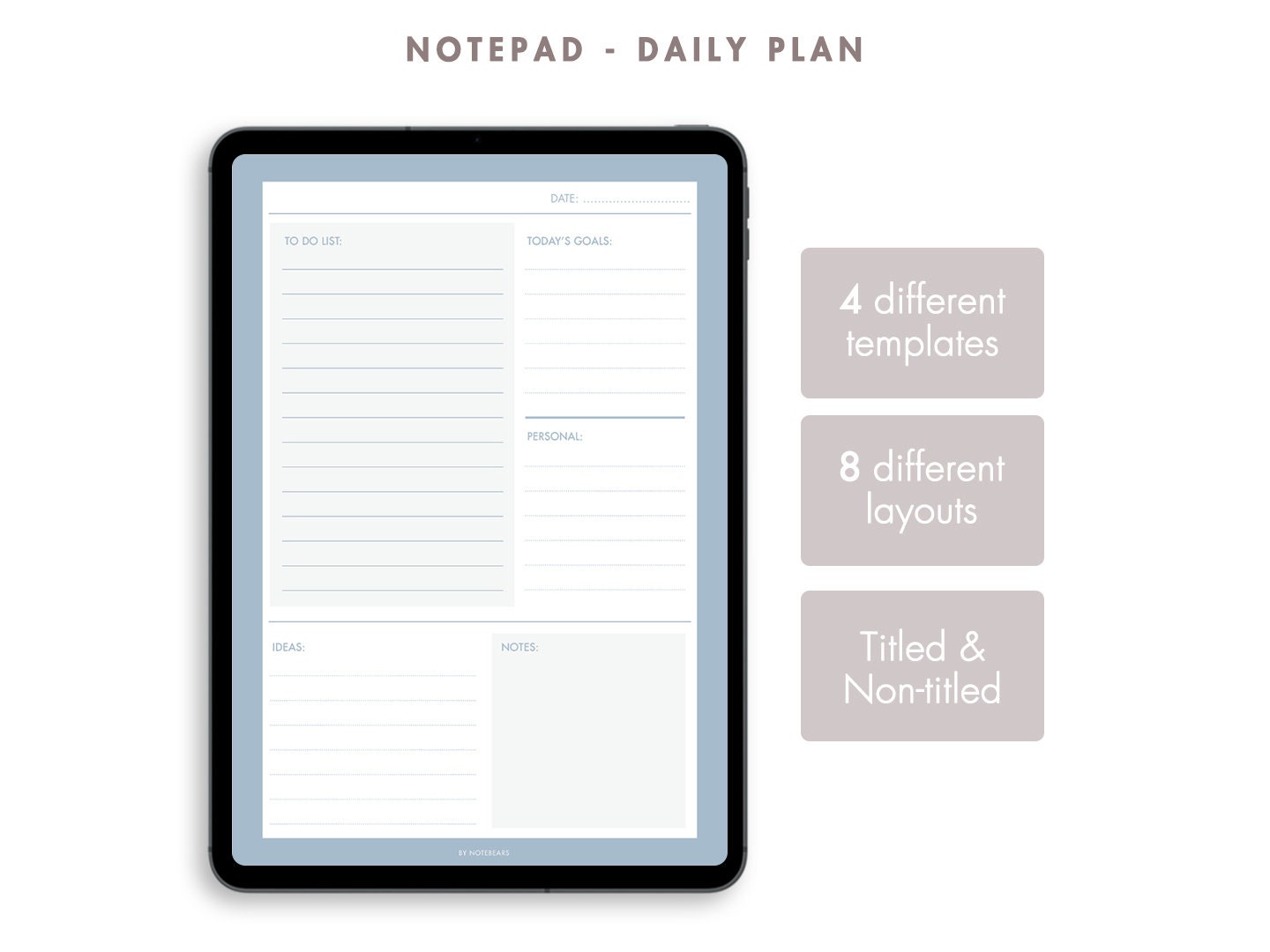 Digital Notepad | Daily Planning | 5 Colors Available | Goodnotes ...
