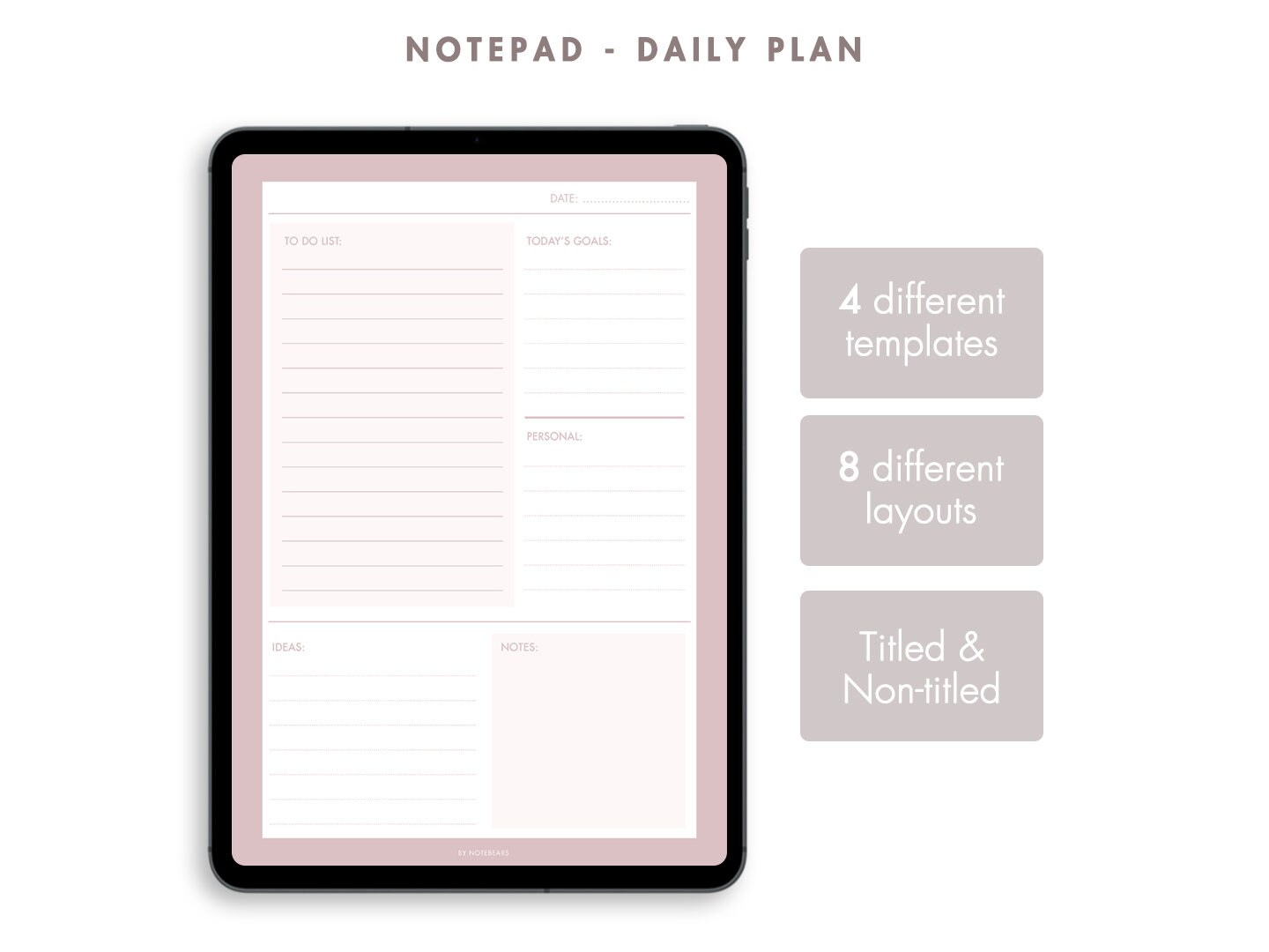 Digital Notepad Daily Planning 5 Colors Available Goodnotes, Notability ...