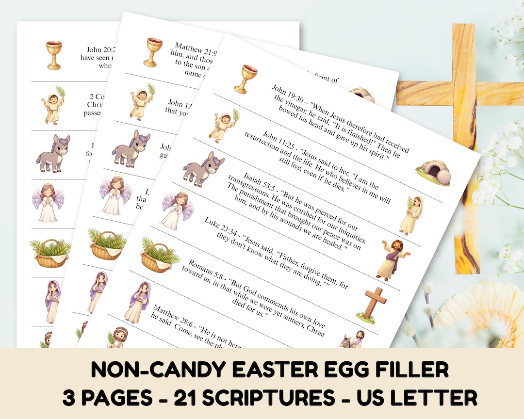 Christian Easter Egg Fillers Printable, Bible Verse Strips for Kids ...