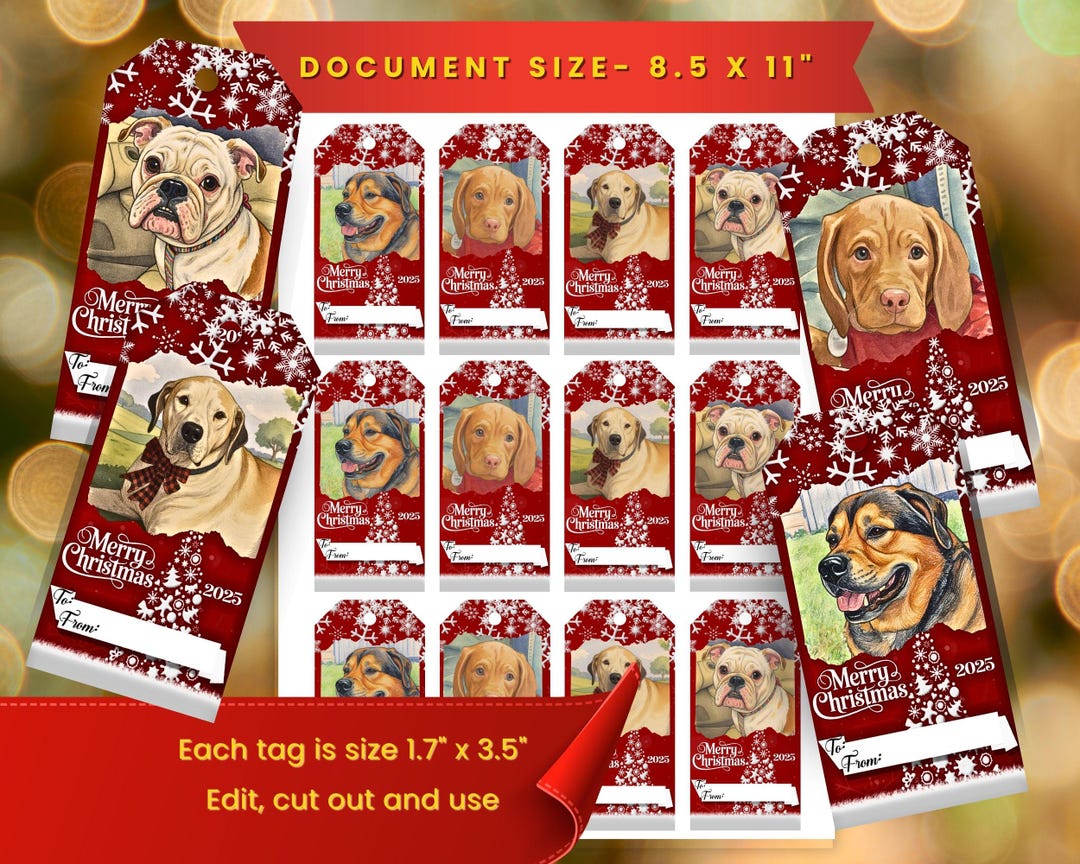 Merry Christmas Photo Gift Tag Template, Christmas Printable, Editable ...