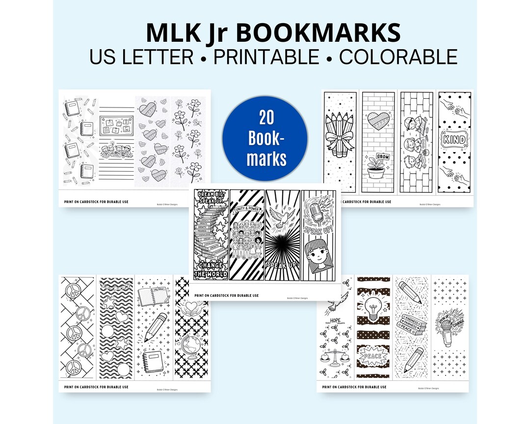 Martin Luther King Jr. Colorable Bookmark Craft Template, MLK Day Black ...