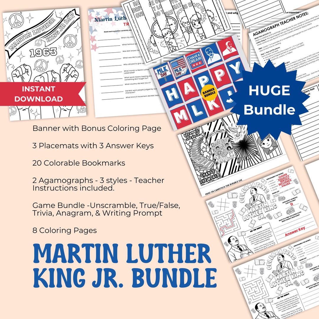 Martin Luther King Jr Day Activity Bundle: Homeschool/classroom ...