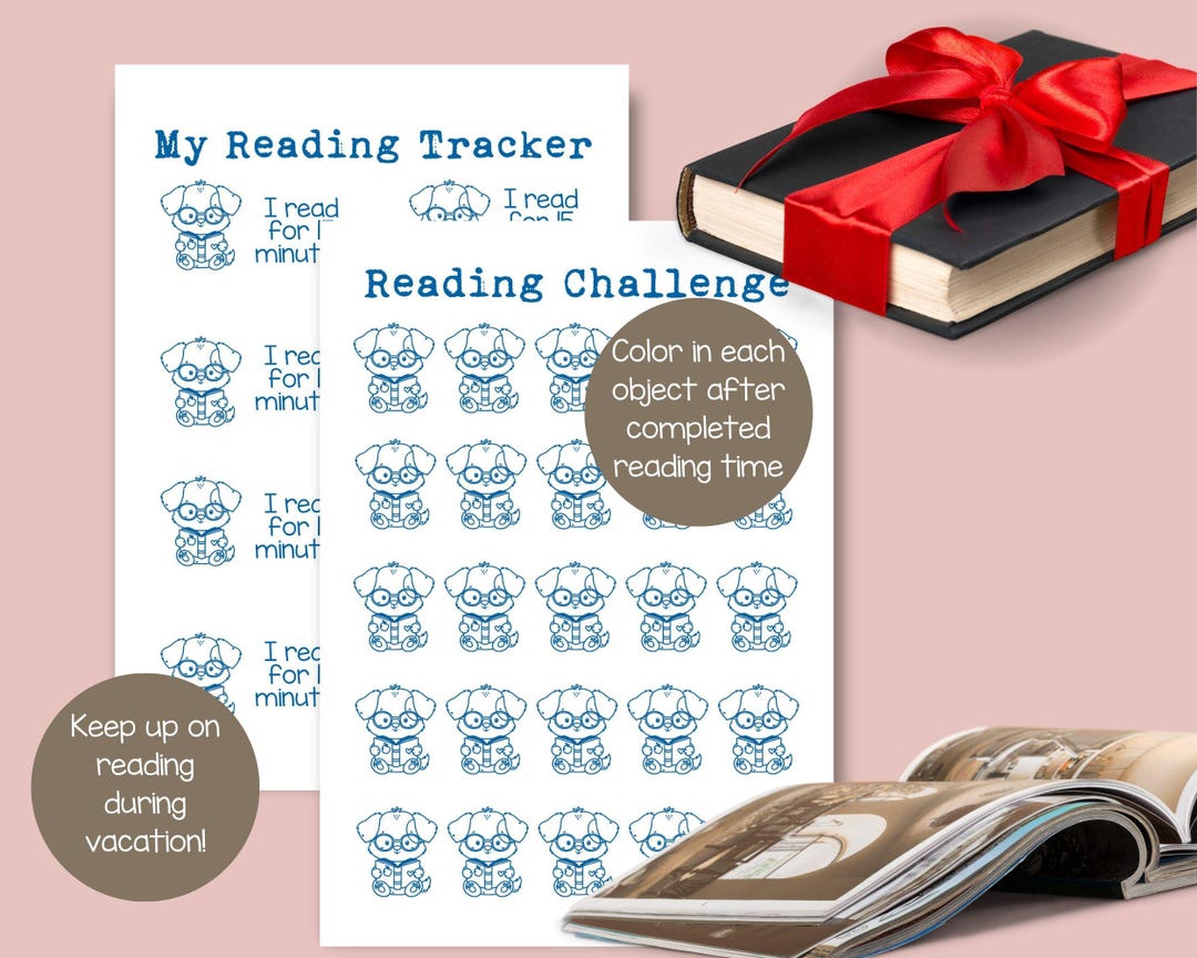 Printable Reading Puppy Tracker and Challenge Sheets, 8.5x11 PDF/JPG ...