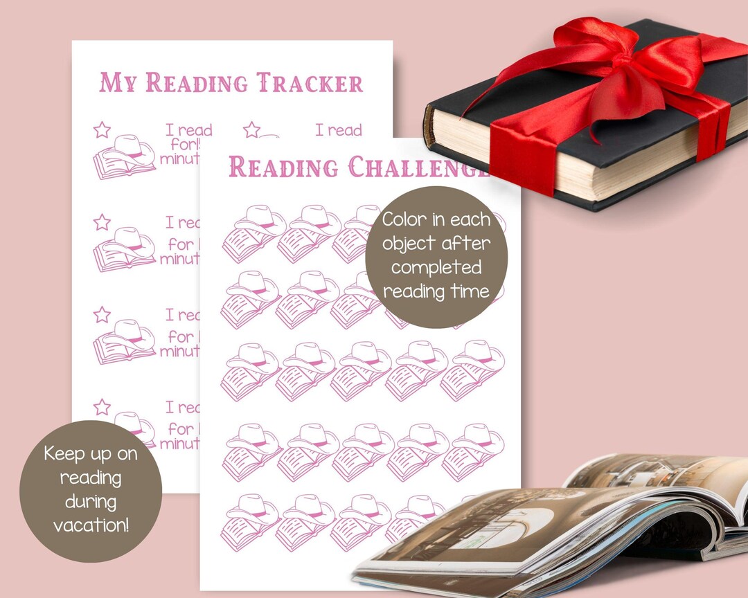 Printable Reading Cowgirl Tracker and Challenge Sheets, 8.5x11 PDF/JPG ...