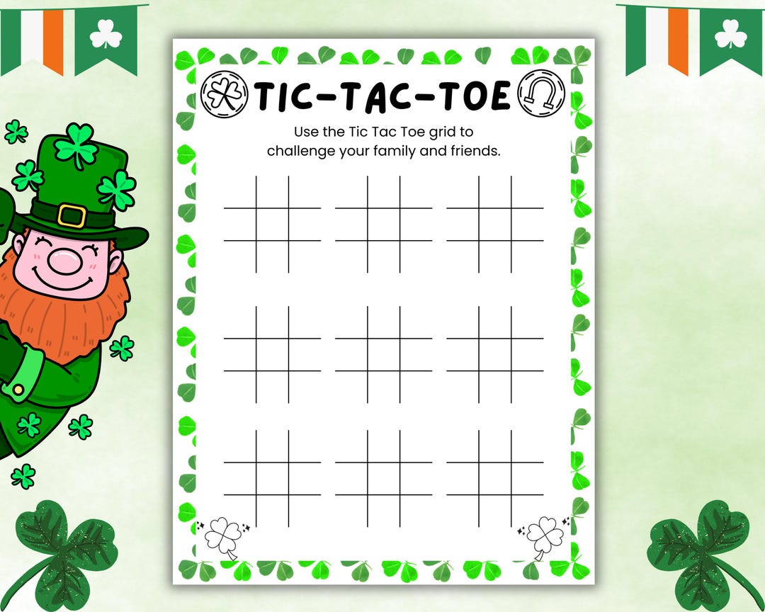 St. Patrick’s Day Tic Tac Toe Printable, March Classroom Game for Kids ...