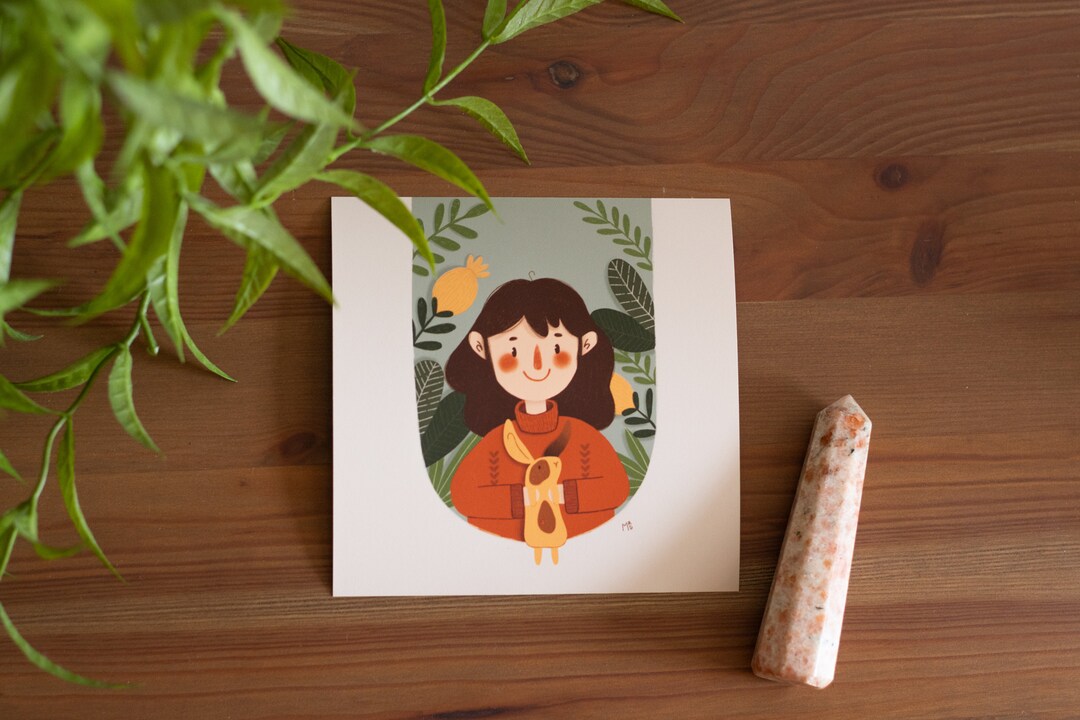 Helga and Her Rabbit 5x5 Illustration Poster - Etsy