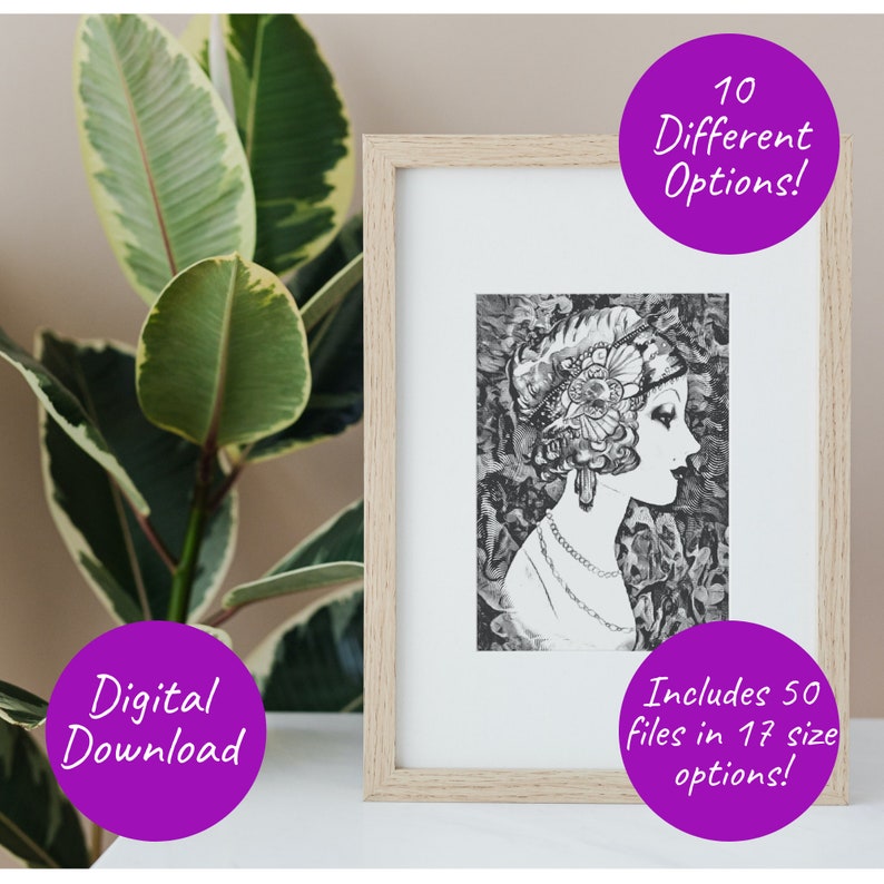 Art Deco Flapper 10 Designs Printable Wall Art. Digital Art. - Etsy