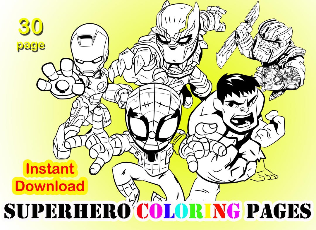 Printable Superhero Coloring Pages PDF – 30 Pages Kids Coloring Book ...