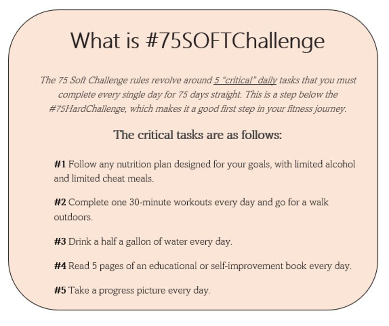75 SOFT Challenge Tracker - WITH Meal Planner & Data Sheet INCLUDED ...