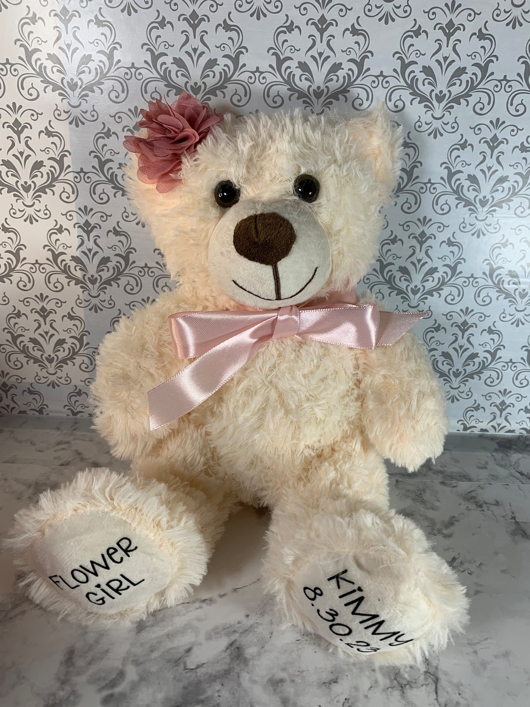 Flower Girl Teddy Bear, Proposal Gift, Stuffed Animal Personalized ...
