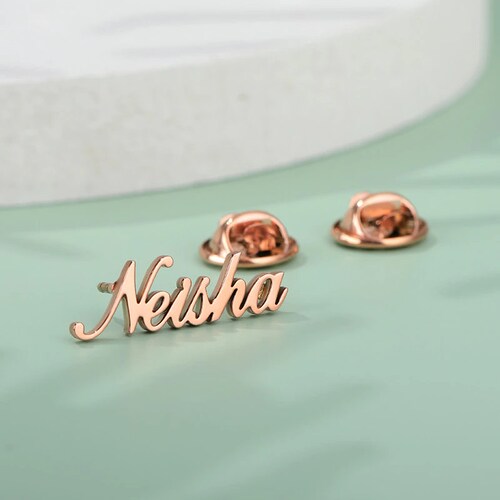 Custom Name Brooch in Gold / Silver / Rose Gold Personalized - Etsy