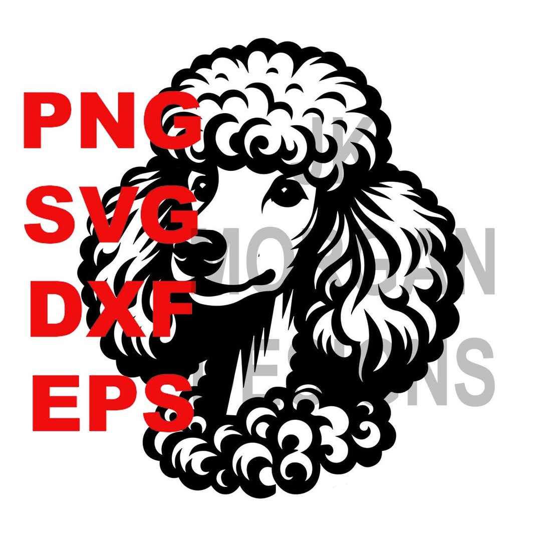 Standard Poodle Head SVG PNG Clipart Miniature Poodle Mom Commercial ...