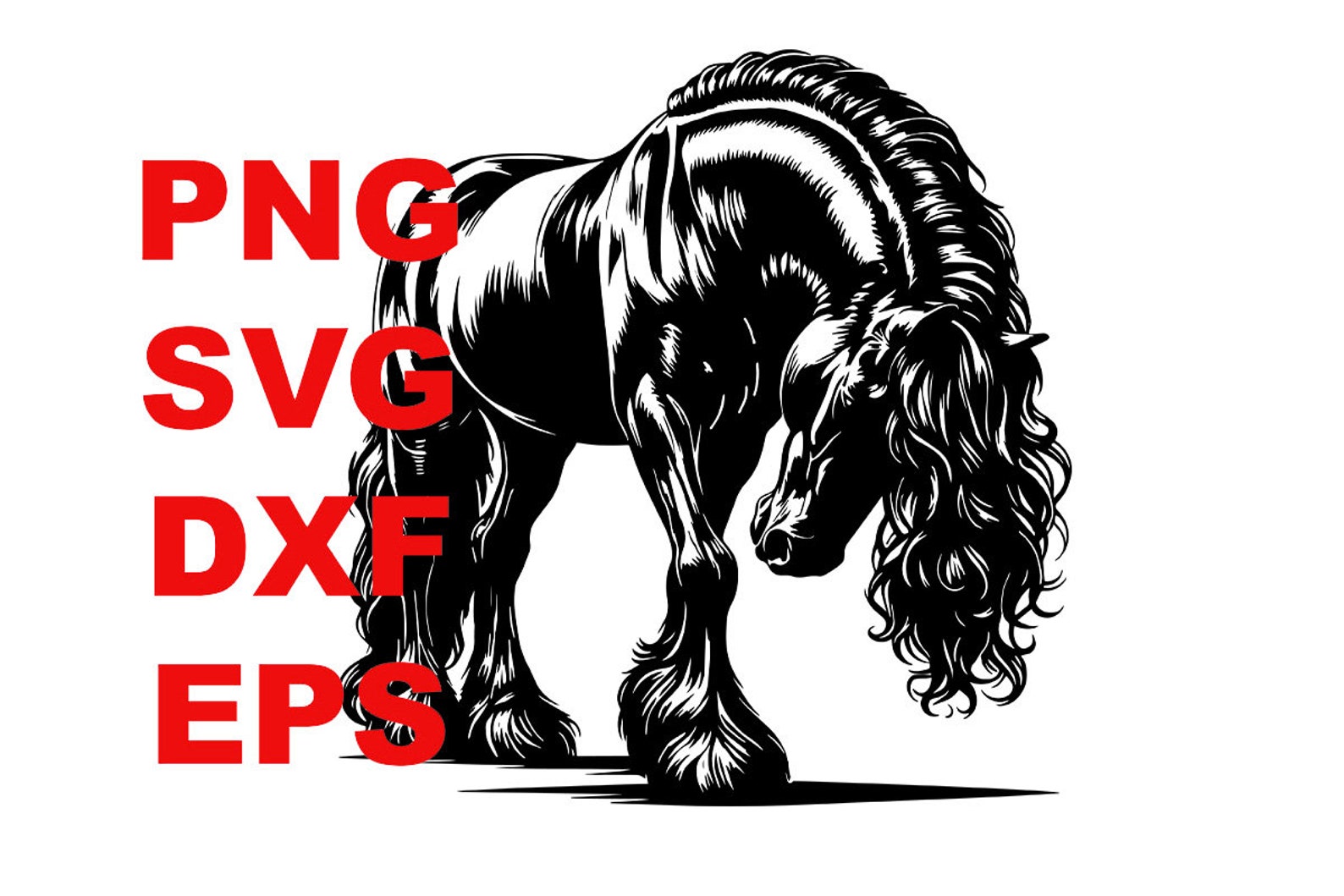 Friesian Horse Bowed Neck Flowing Mane SVG PNG Clipart Friesian Mom ...