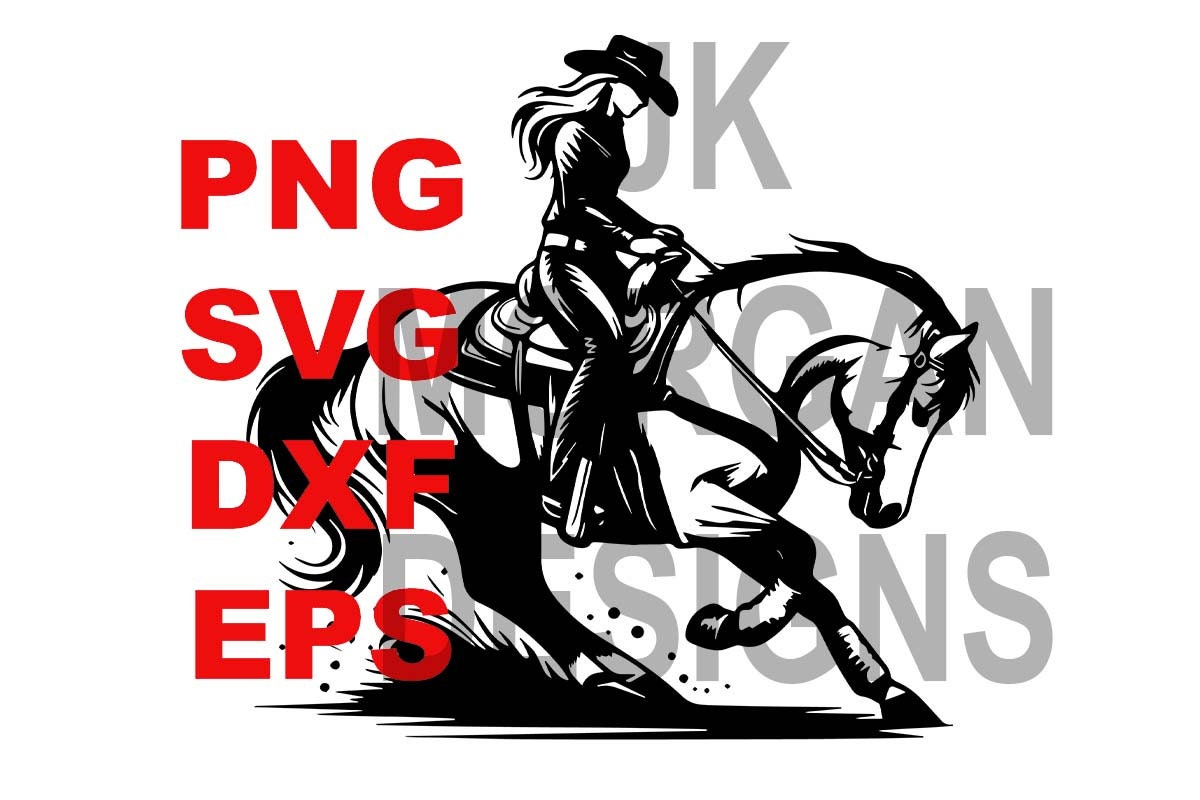 Reining Sliding Stop Female Rider Horse Western SVG PNG Clipart Reiner ...