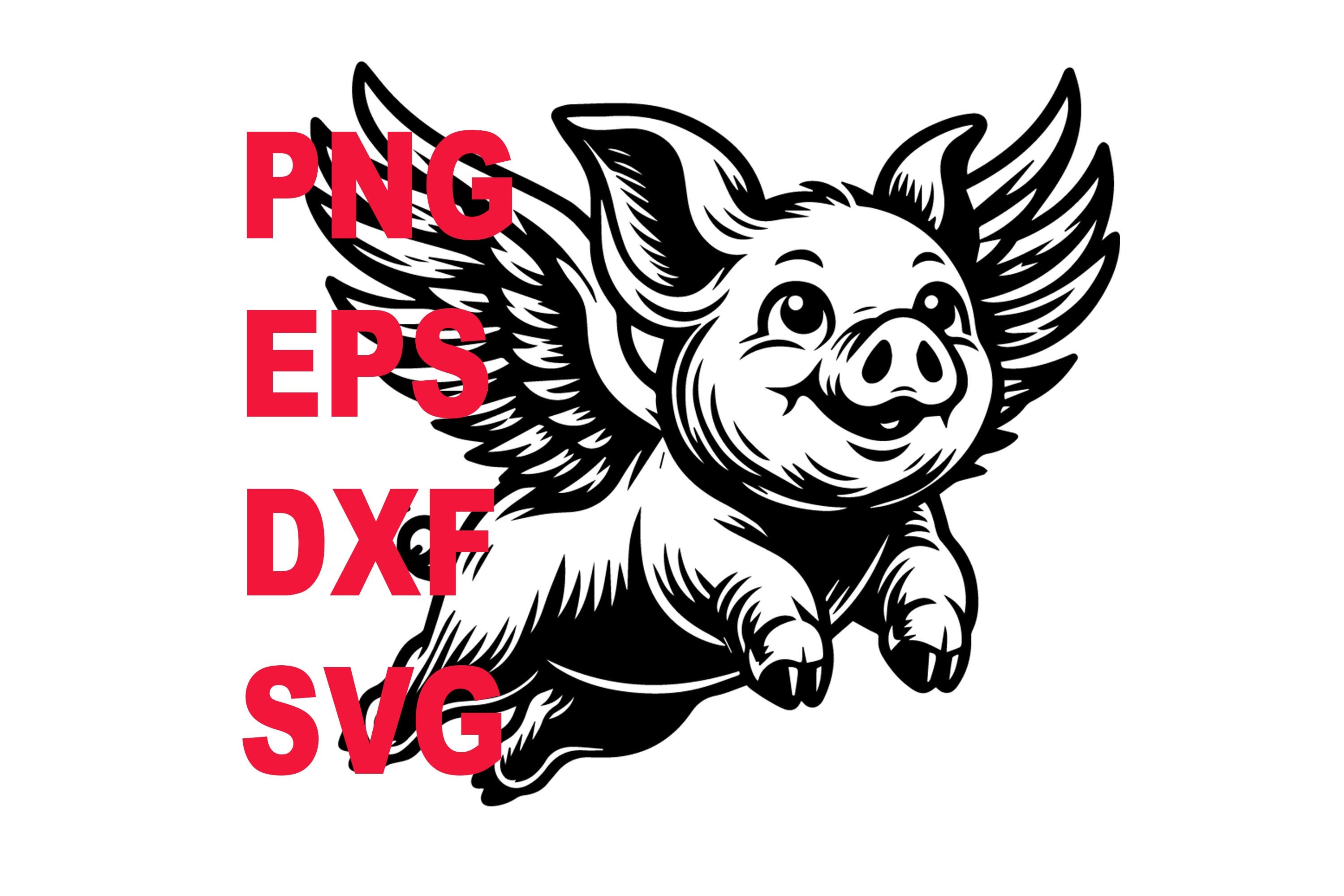 When Pigs Fly Flying Pig Wings SVG PNG Clipart Commercial Use Cut File ...