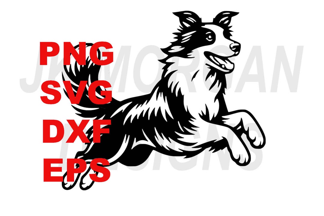 Leaping Border Collie SVG PNG Clipart Border Collie Mom Commercial Use ...