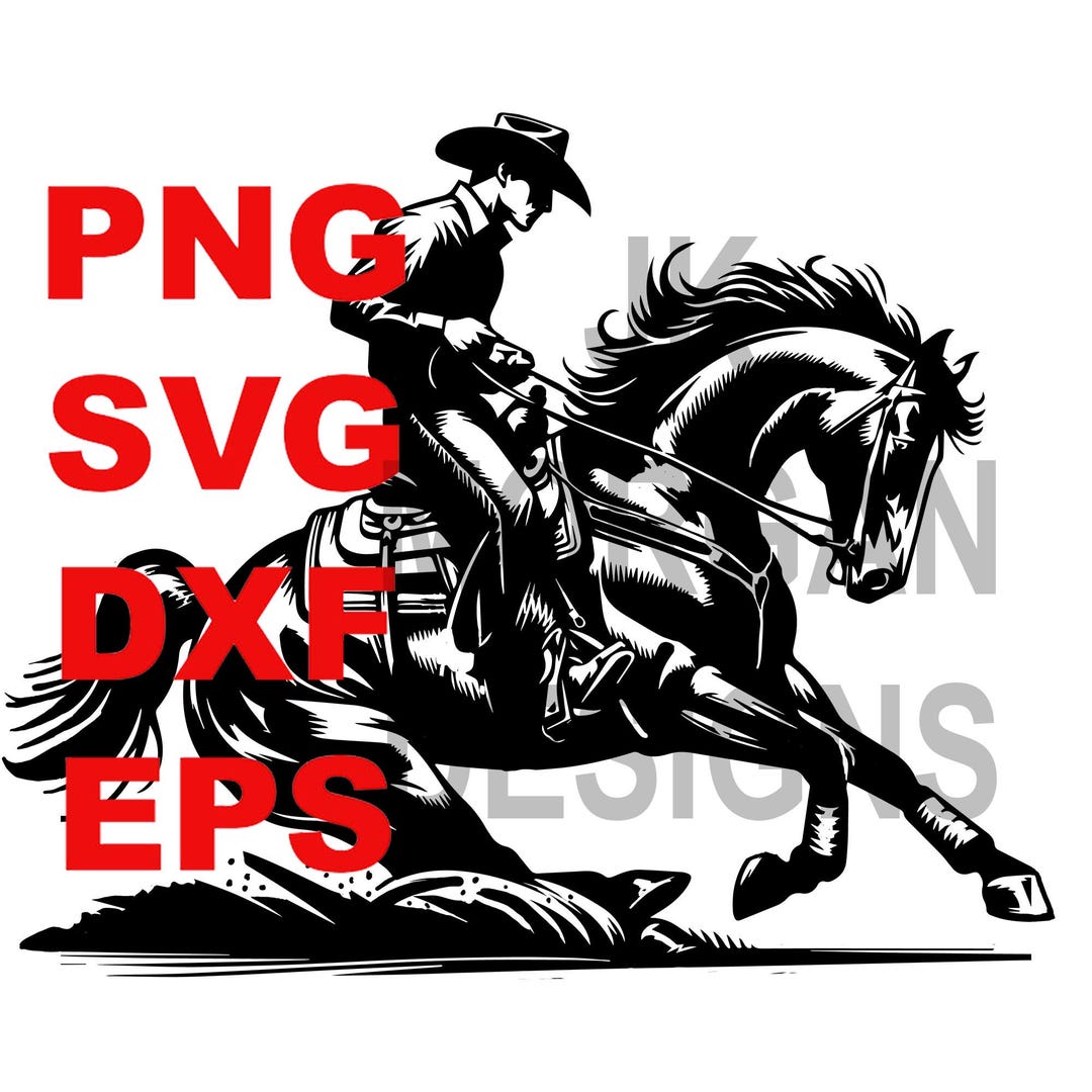 Reining Sliding Stop Male Rider Horse Western SVG PNG Clipart Reiner ...