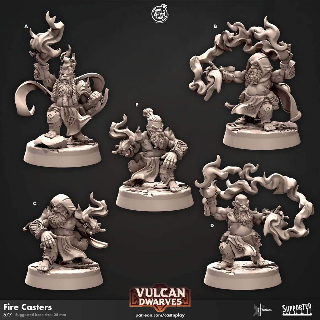 Fire Casters - Vulcan Dwarves | Dwarf Monk Miniature | Cast N Play - 3D ...