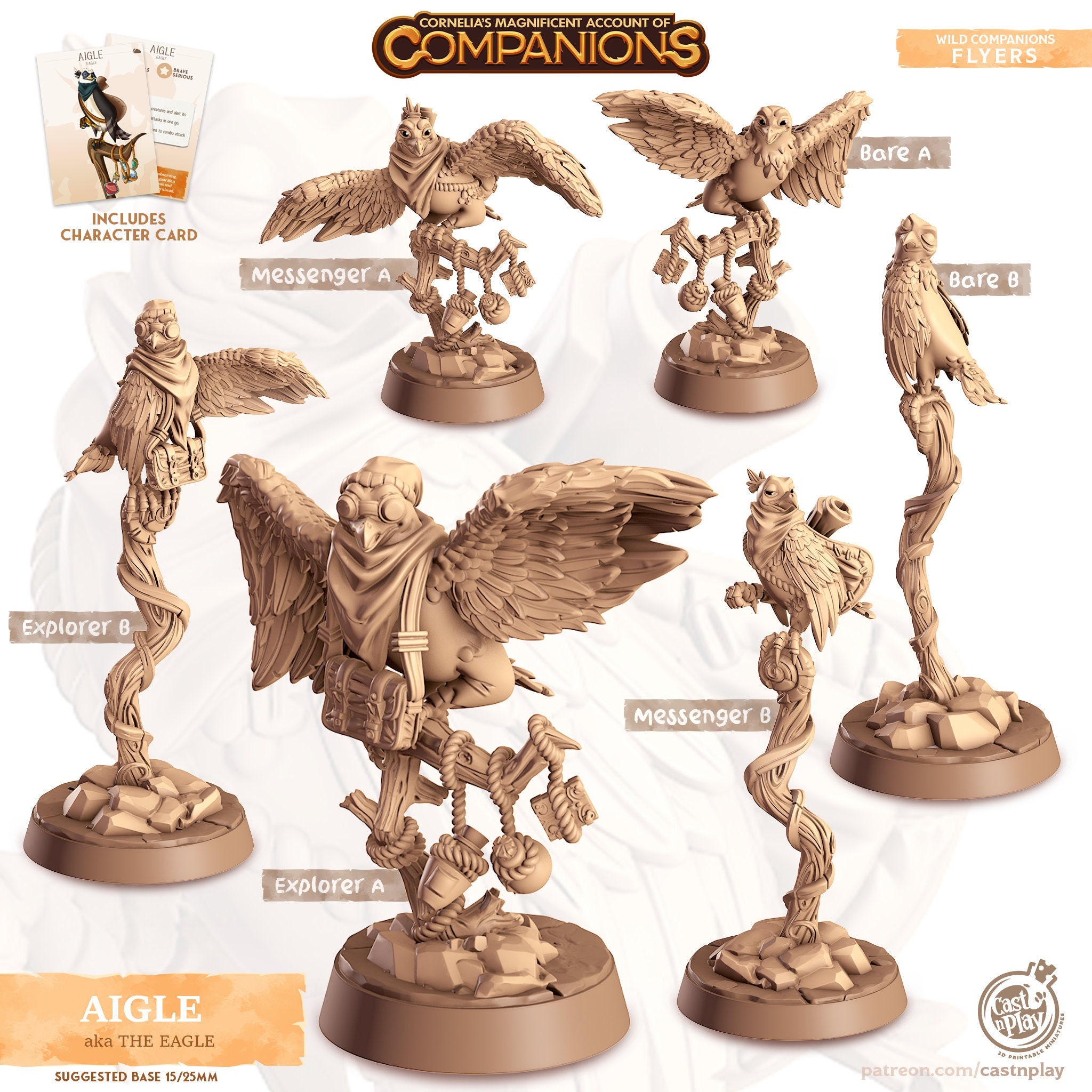 Aigle Eagle Animal Companion Miniature Cast N Play 3D Printed ...