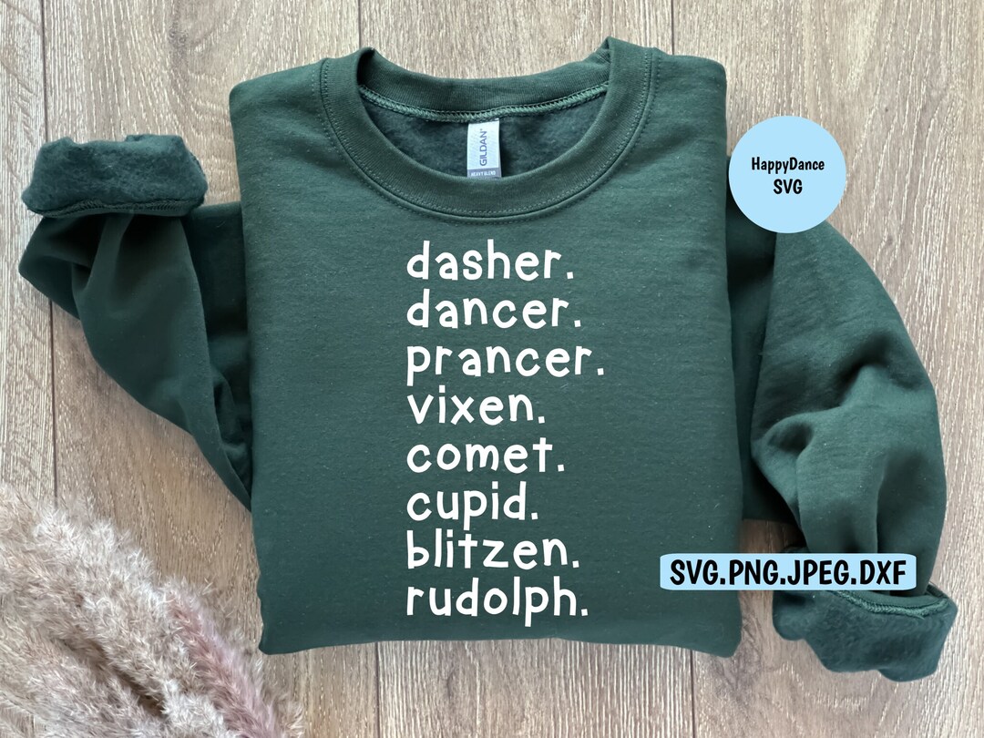 Dasher, Dancer, Rudolph Reindeer SVG | Svg, Jpeg, Dxf, Png | Love Snow ...
