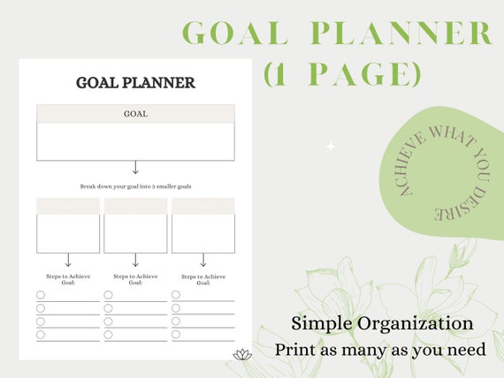 Planner Printable Goal Planning Worksheet Goal Tracking | Etsy