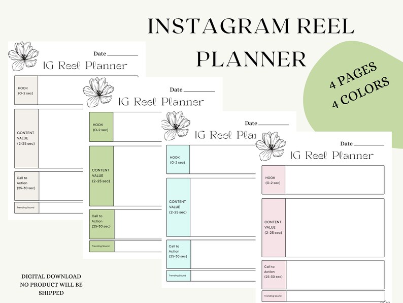 Instagram Reels Planning Worksheet Short Form Video Planner ...