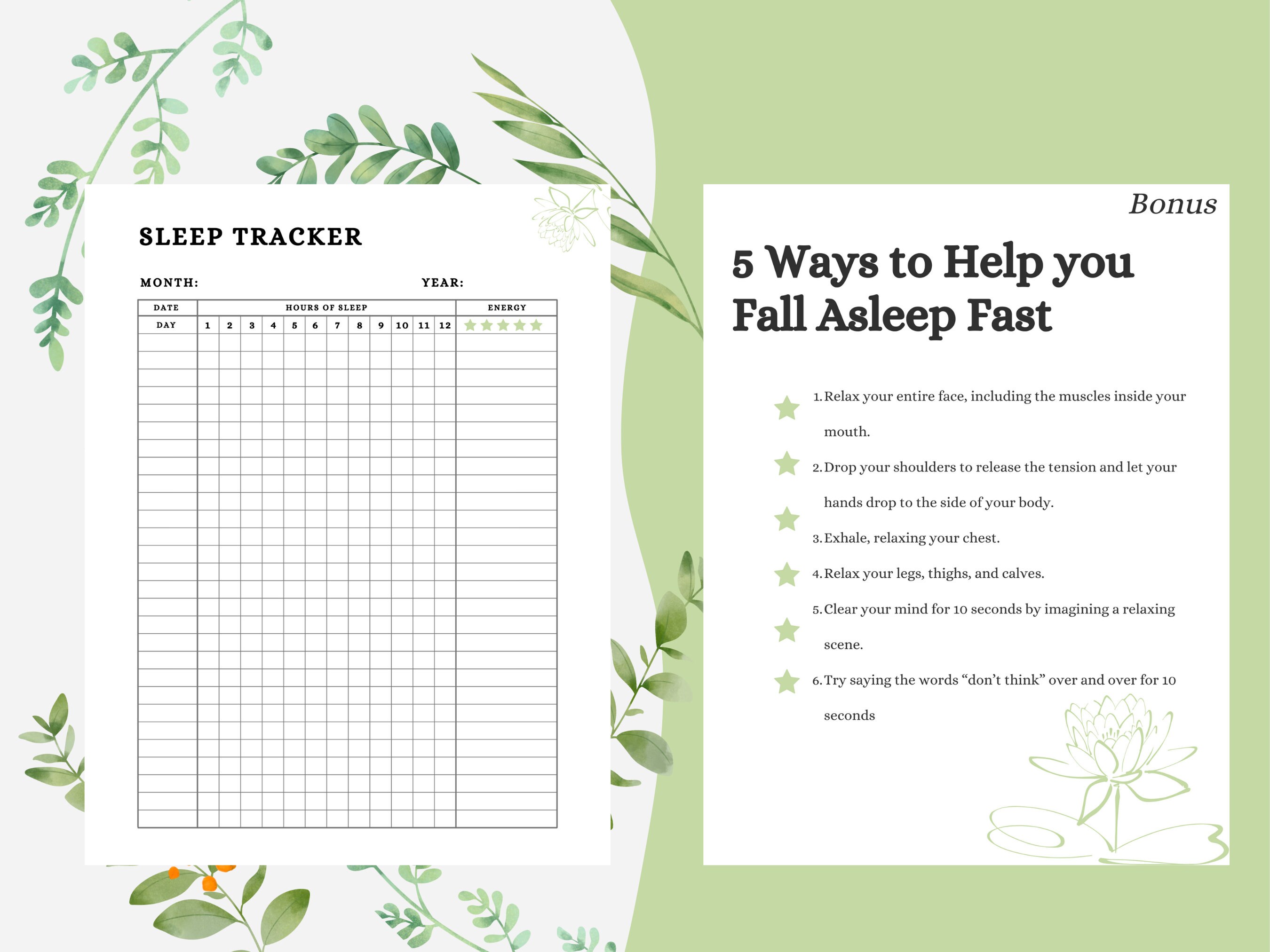 Sleep Tracker Printable Daily Sleep Tracker Monthly Sleep Log Template ...