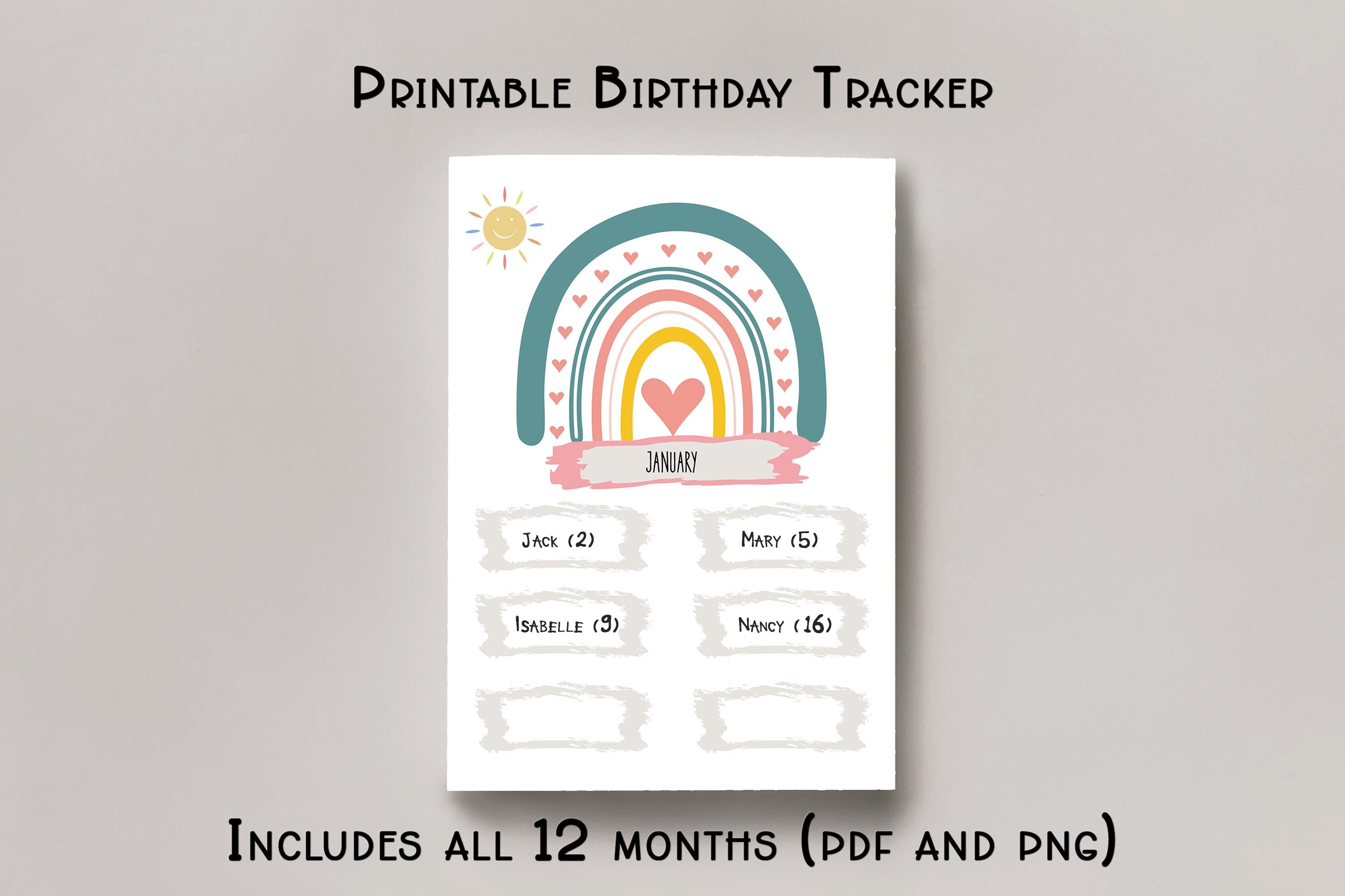 Classroom Birthday Tracker Printable: 12 Monthly Pages (PDF Download ...