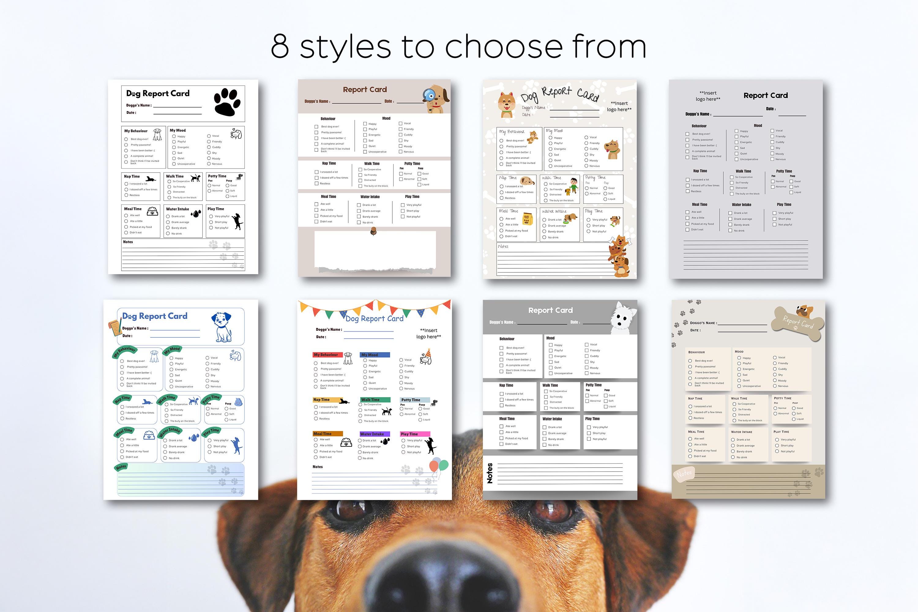 Printable Dog Report Card Template – Kennel & Daycare (canva Download ...