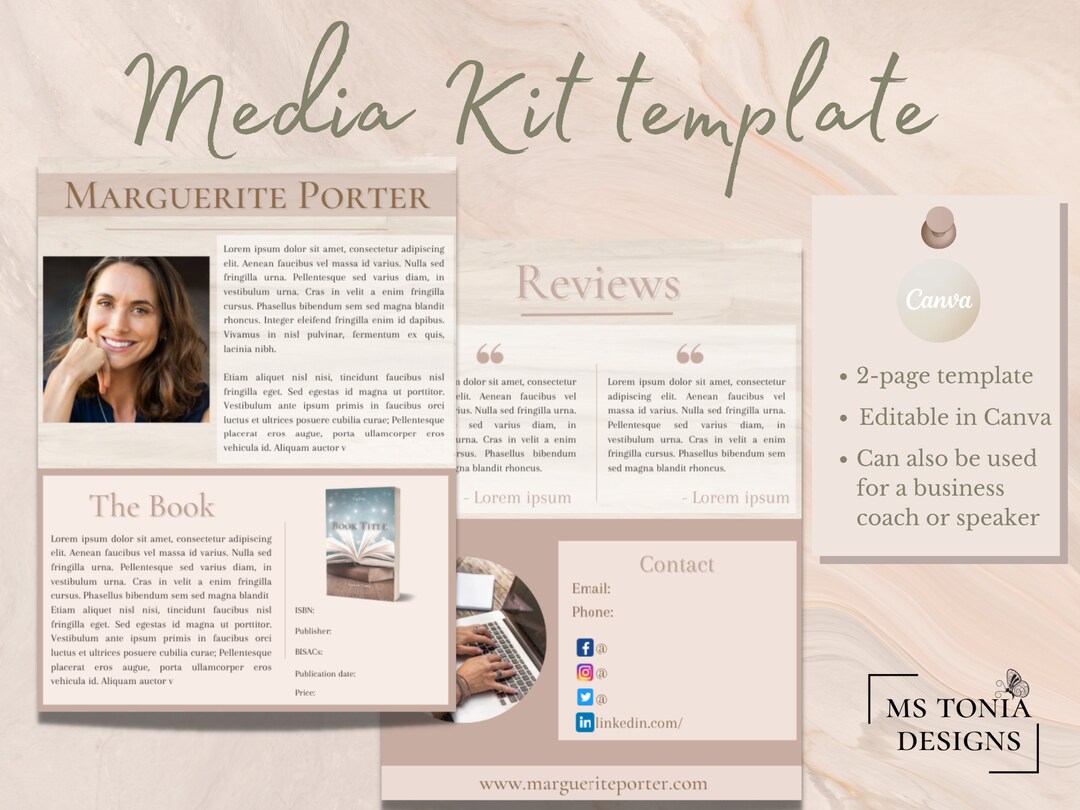 Autor Media Kit Canva Vorlage, Autor oder Coach Media Kit Vorlage ...