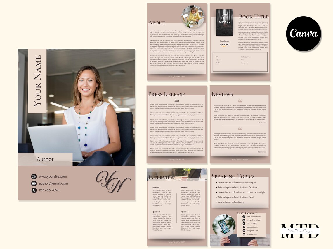 Author Media Kit Canva Template: 7-page Book Press Kit (editable) - Etsy