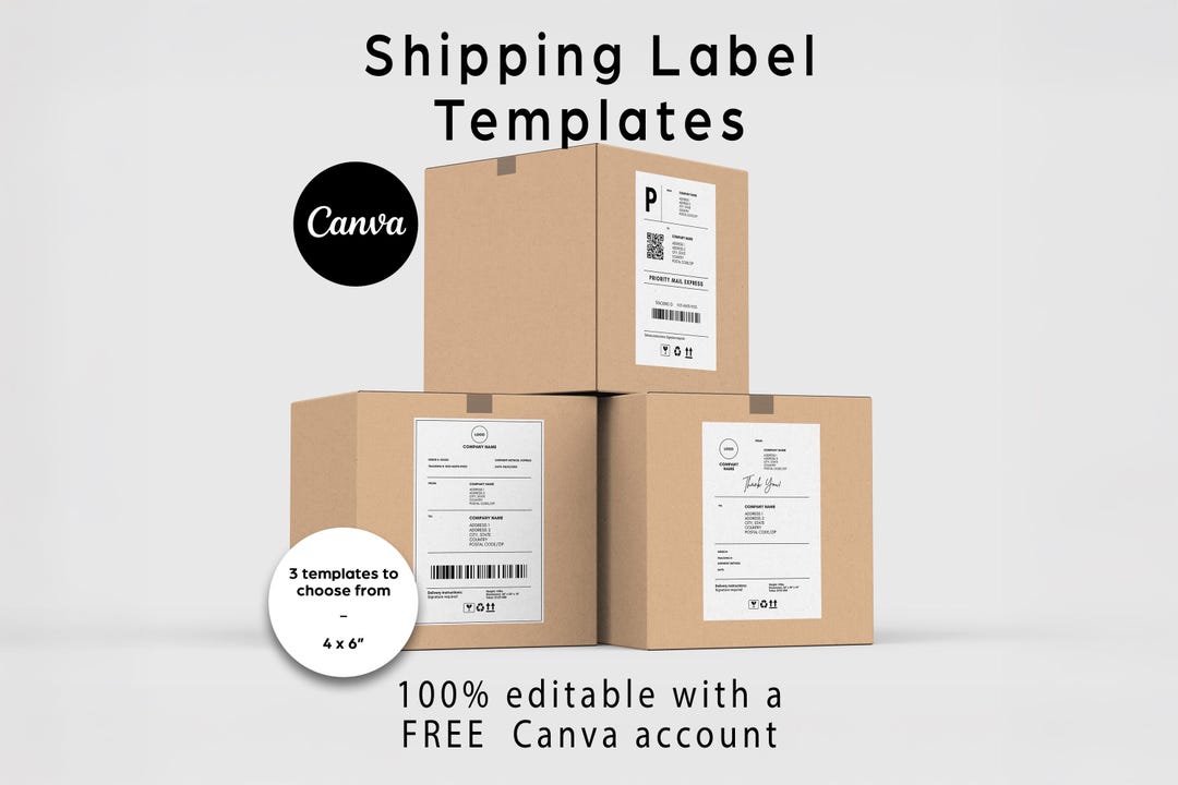Editable Shipping Label Templates: Small Business Packaging - 4x6 ...