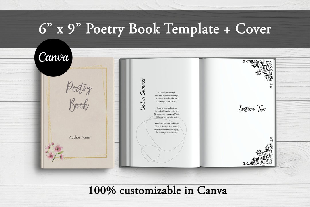 Poetry Book Template, Canva Template, 6 X 9 Poetry Book Template, Poem ...