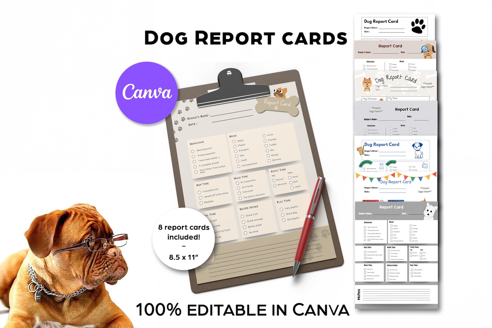 Printable Dog Report Card Template – Kennel & Daycare (canva Download ...