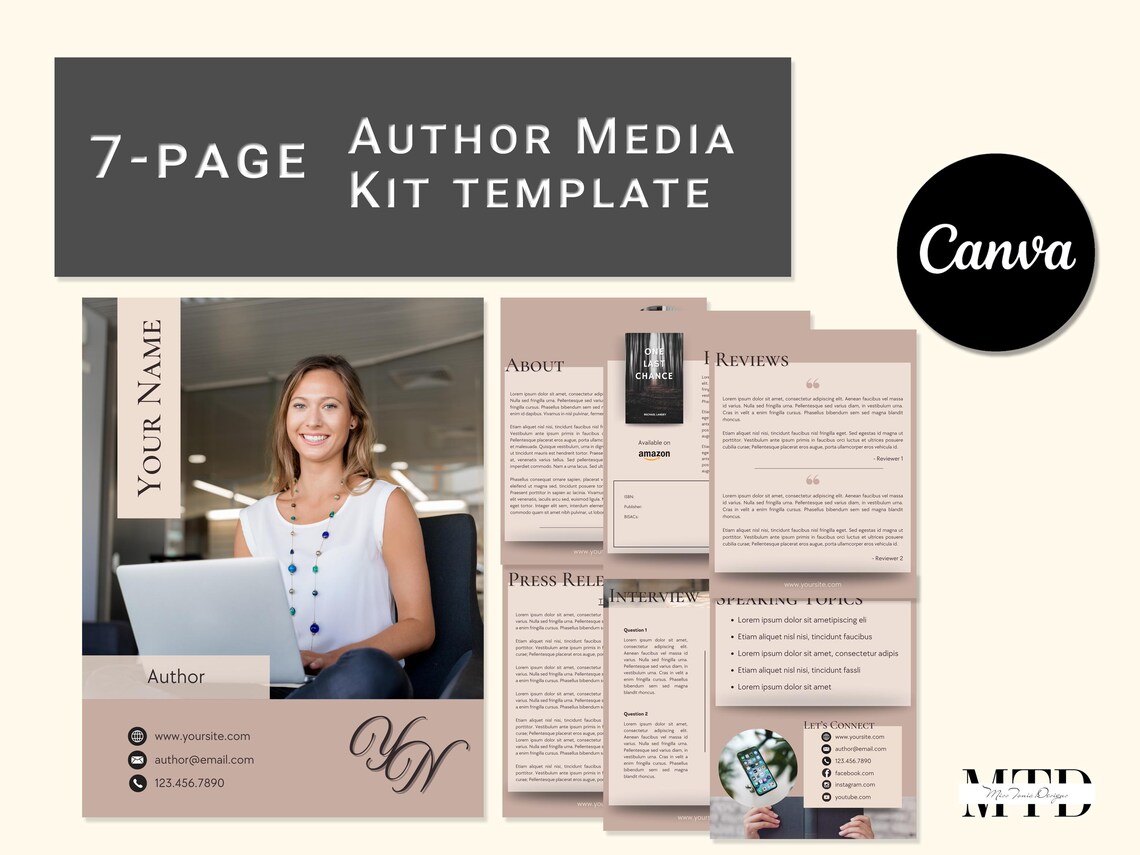 Author Media Kit Canva Template: 7-page Book Press Kit (editable) - Etsy