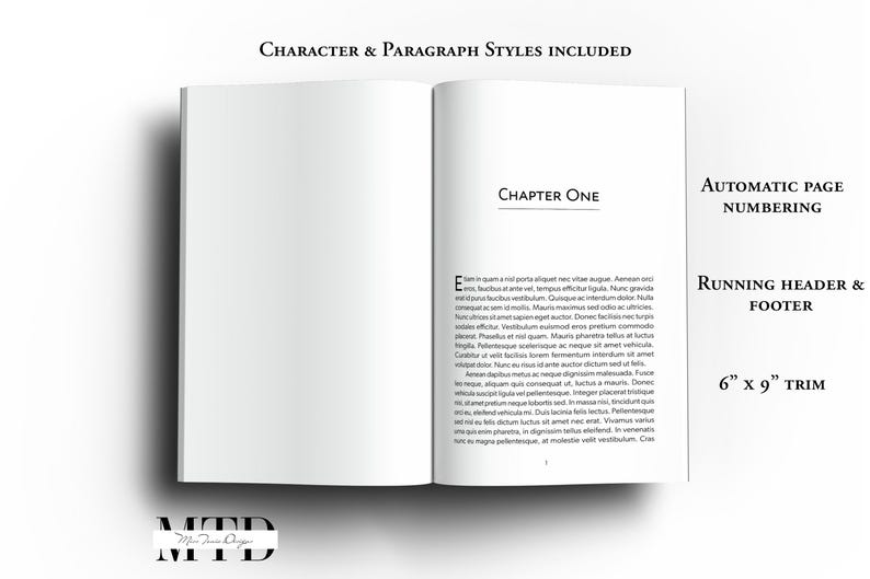 6x9 Adobe Indesign Book Template, Novel Layout (INDD & IDML Digital ...
