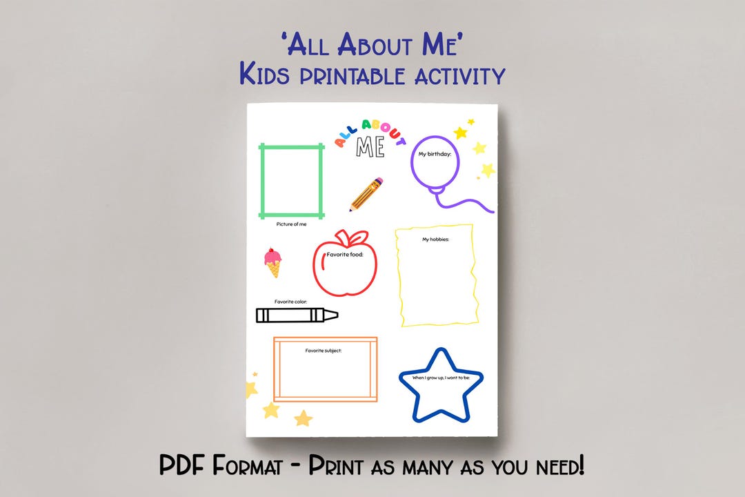 All About Me Worksheet: Back to School Printable Activity (PDF Download ...