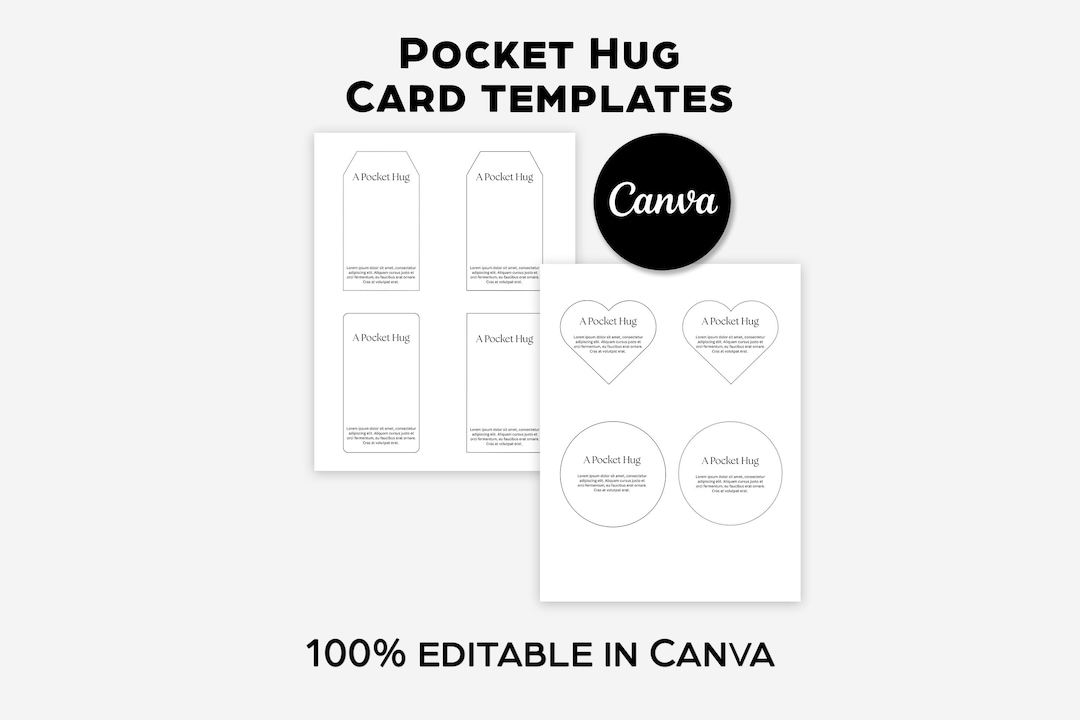 Editable Pocket Hug Card Canva Template: Printable DIY Encouragement ...