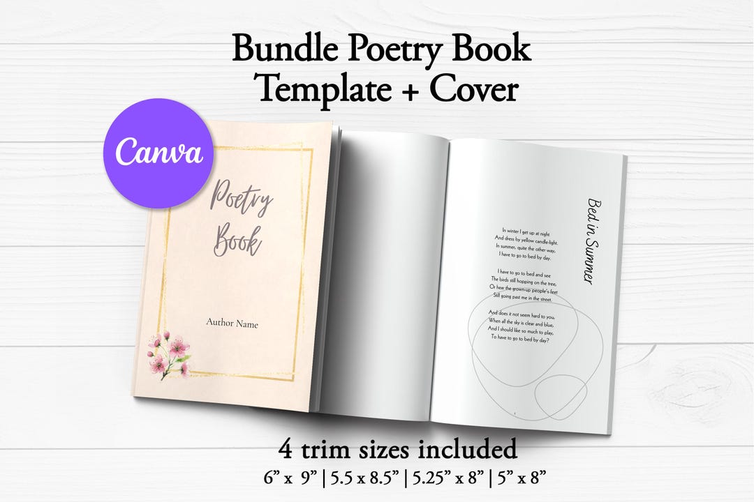 Poetry Book Template Bundle, Canva Poem Book Template, Poem Book KDP ...