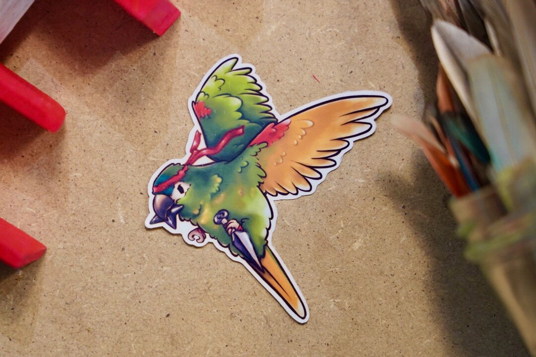 Ninja Hahn’s Macaw Sticker - Premium Waterproof Die Cut Vinyl Sticker ...