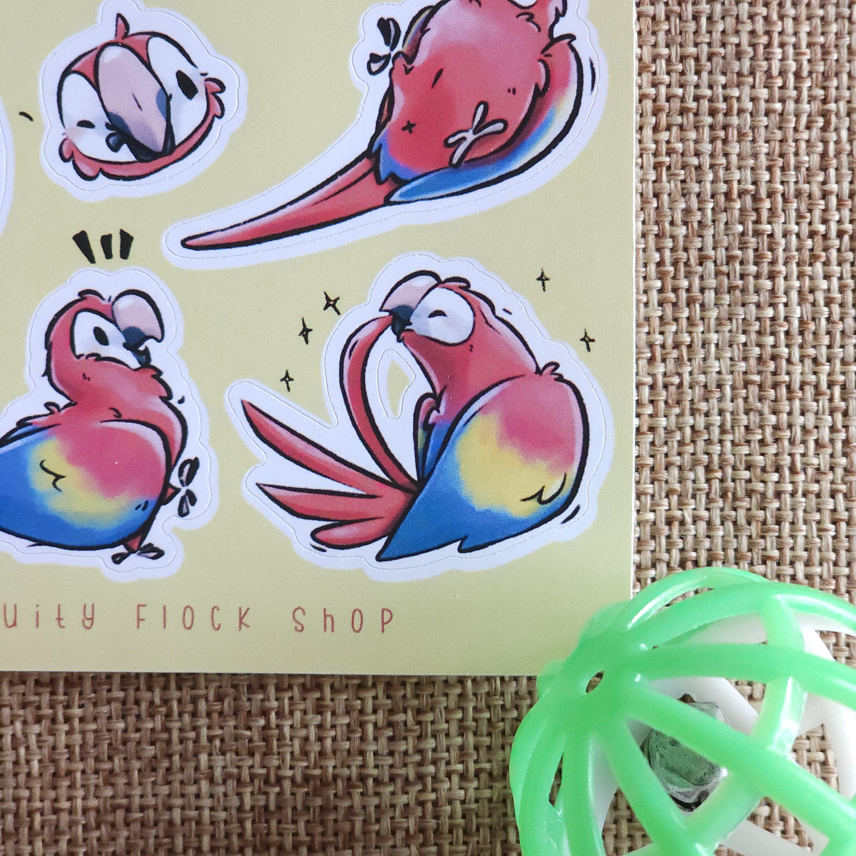 Scarlet Macaw Sticker Sheet - Premium Matte Vinyl Sticker | Large ...