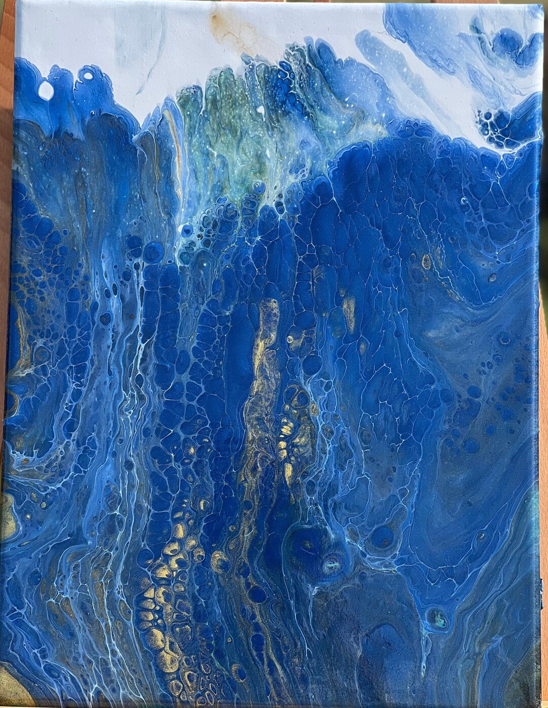 North Sea Original Fluid Art on Canvas Acrylic Pour Paint 16x12 - Etsy