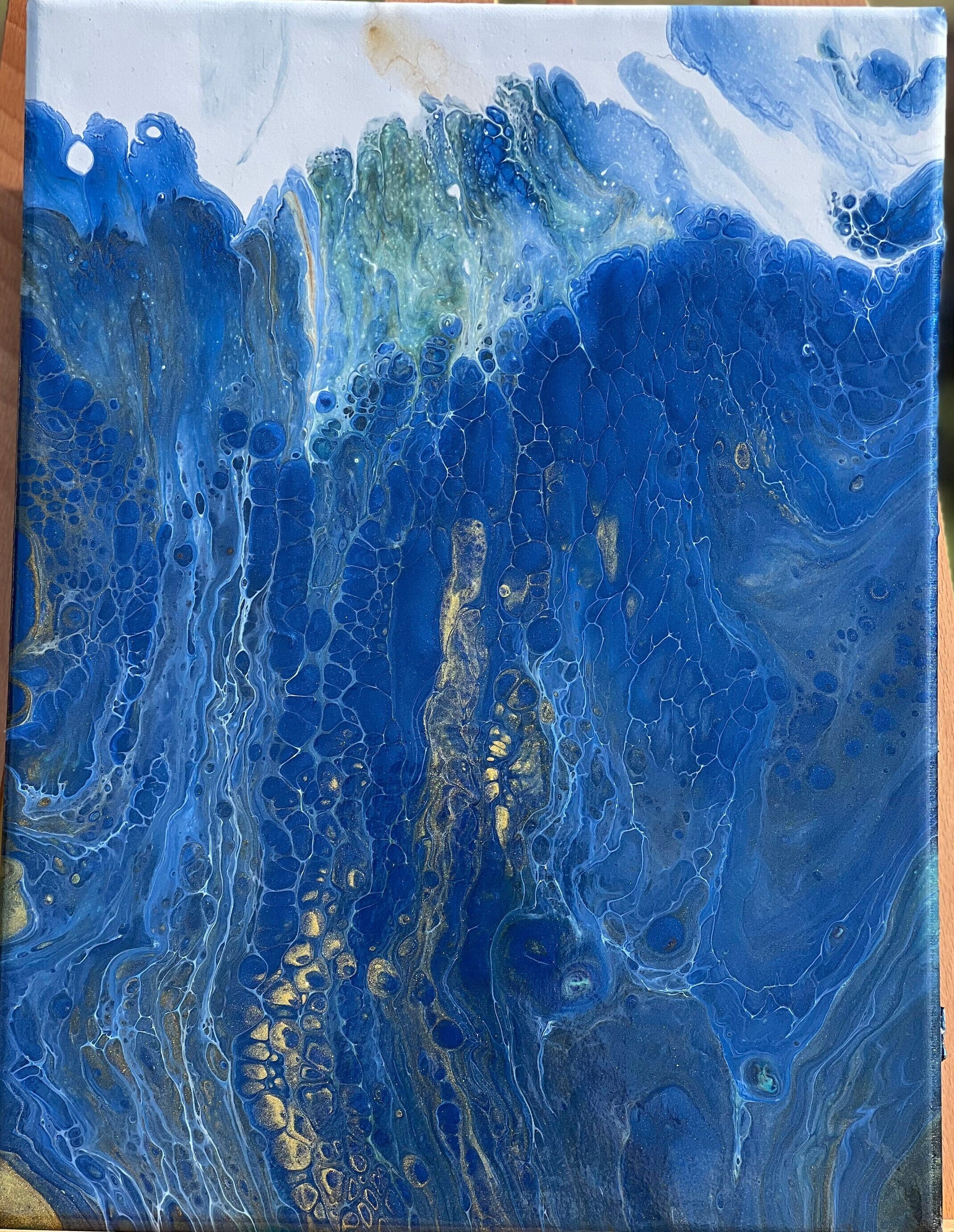North Sea Original Fluid Art on Canvas Acrylic Pour Paint 16x12 - Etsy
