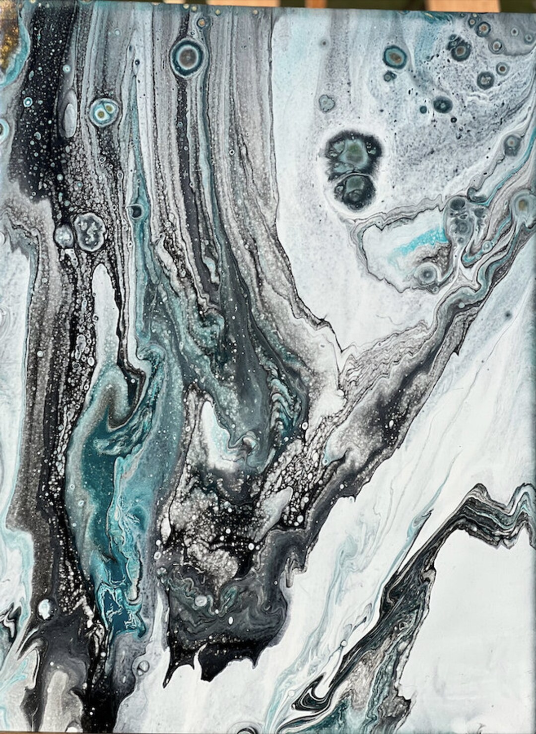 Cold Stone - Original Fluid Art on Canvas - Acrylic Pour Paint 16x12 ...
