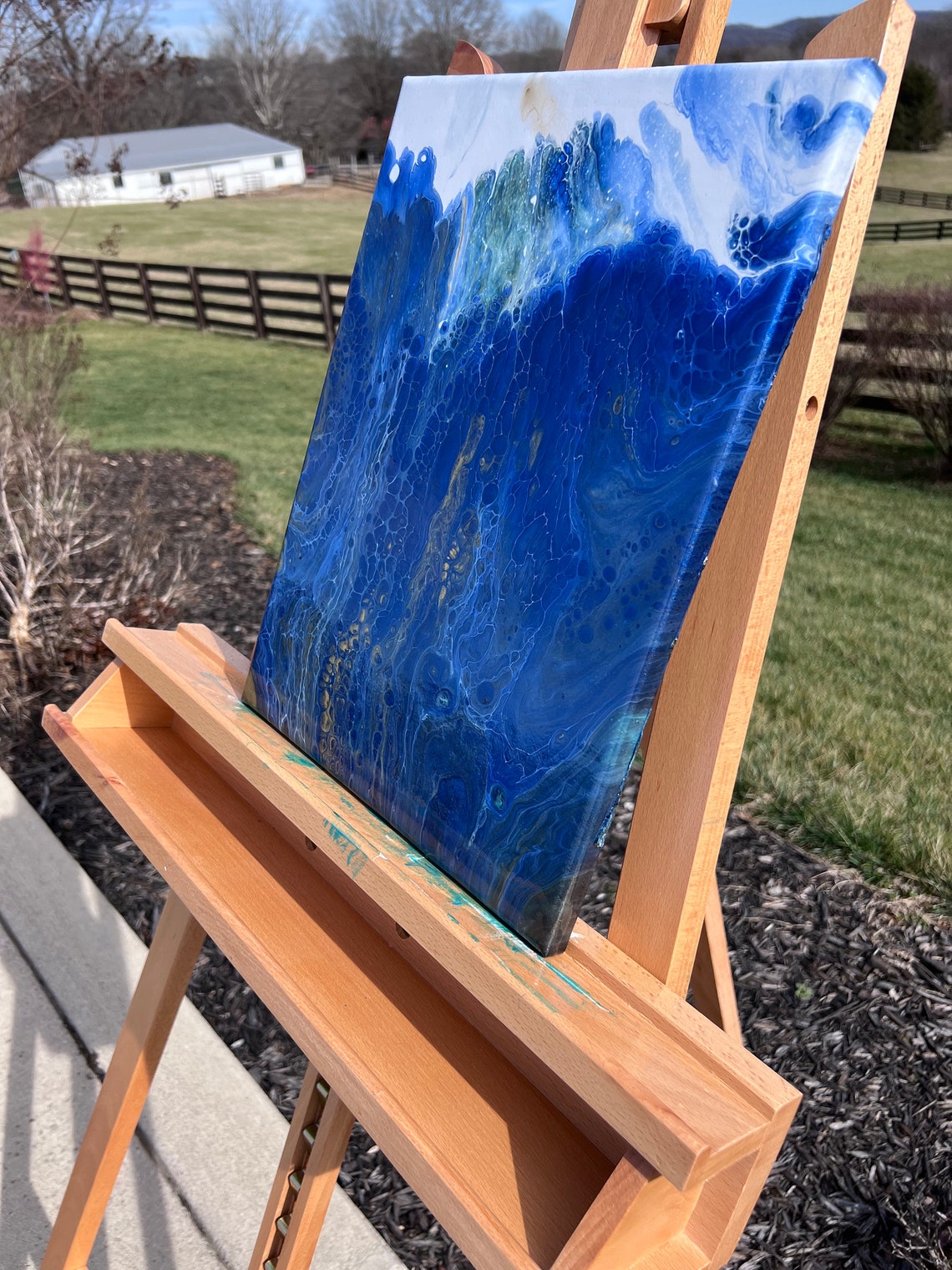 North Sea Original Fluid Art on Canvas Acrylic Pour Paint 16x12 - Etsy