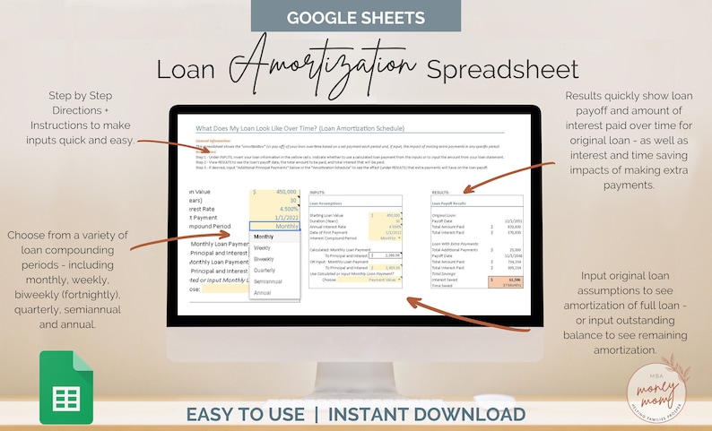 Simple Loan Payoff Spreadsheet for Google Sheets | Amortization ...