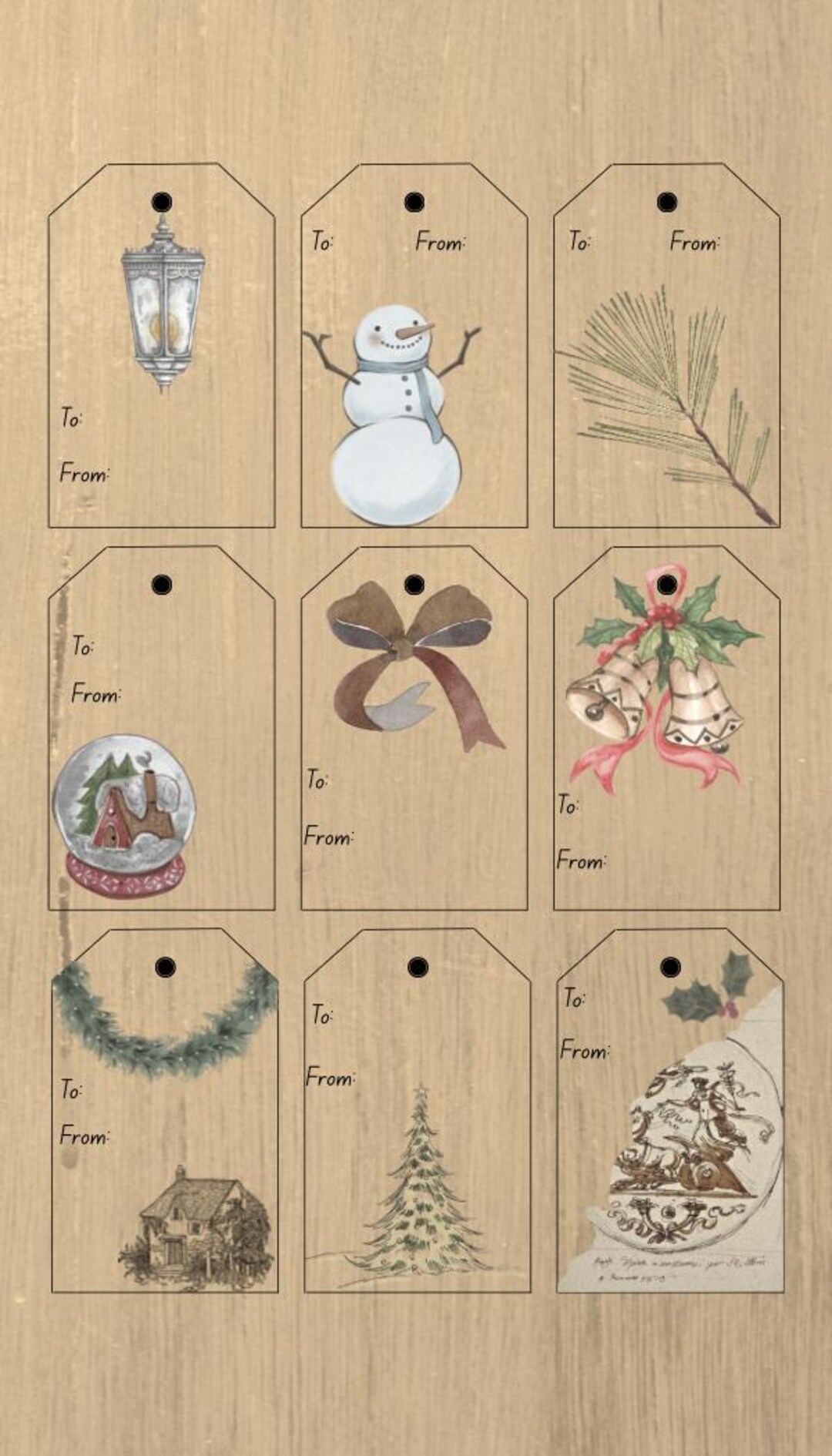 Rustic Christmas Gift Tags – Printable Holiday To/from Tags (digital ...