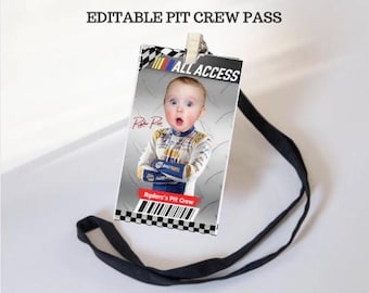 Editable Pit Crew Pass | Talladega Nights 1st Birthday | ONEDER Party ...